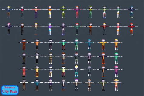 Lowest Polygon Stickman Stickwoman City Pack 3d Characters Unity Asset Store