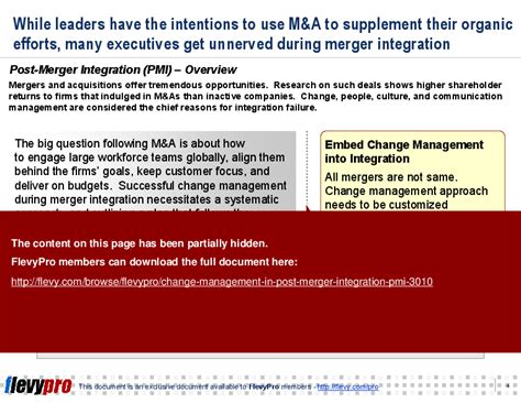 PPT Change Management In Post Merger Integration PMI 24 Slide PPT