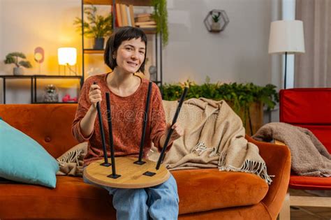 Excited Woman Finishing Assembling Furniture Table Collect Repair