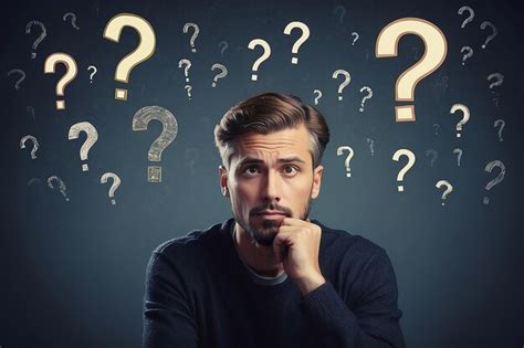 Pensive Man With Question Marks Premium Ai Generated Image