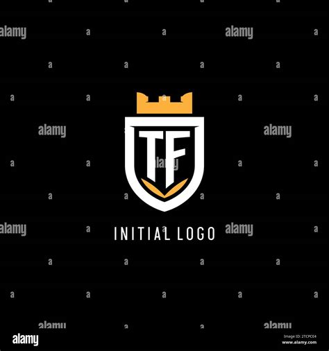 Initial Tf Logo With Shield Esport Gaming Logo Monogram Style Vector