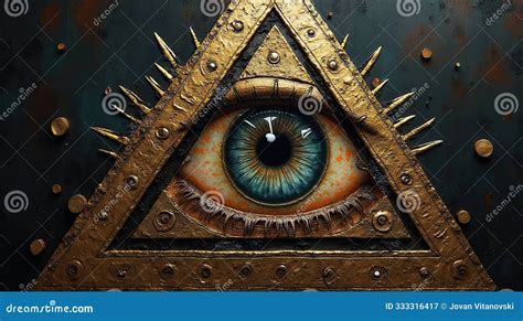 All Seeing Eye In Sacred Geometry With Illuminati Symbolism Stock Image