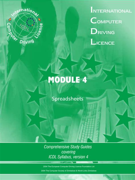 computers icdl module 4 pdf spreadsheet microsoft excel