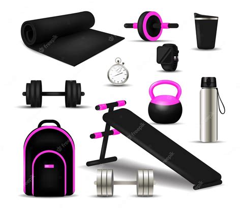 Premium Vector Realistic Fitness Elements Gym Women Accessories Girls