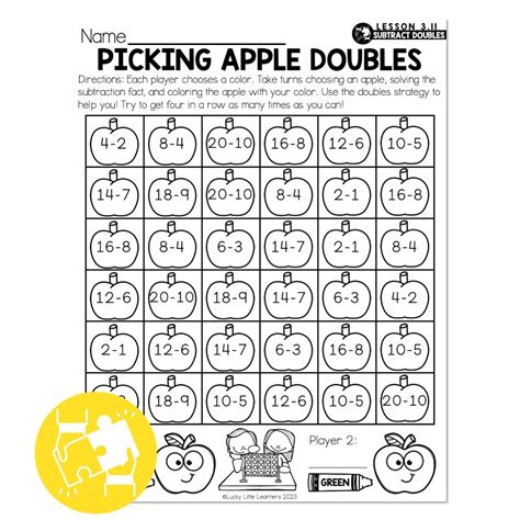 Lucky To Learn Math 1st Grade Lesson 311 Subtract Doubles