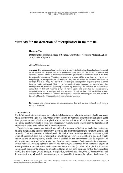Pdf Methods For The Detection Of Microplastics In Mammals