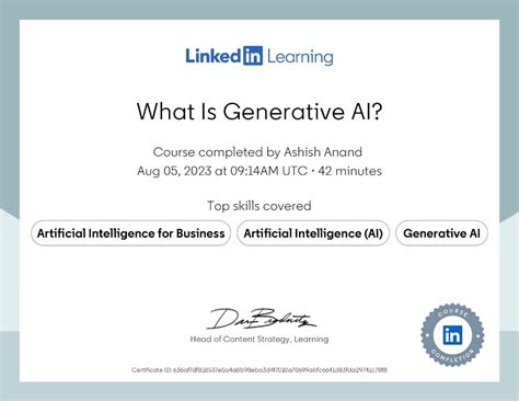 Completed Generative Ai Course By Pinar Seyhan Demirdag Ashish Anand
