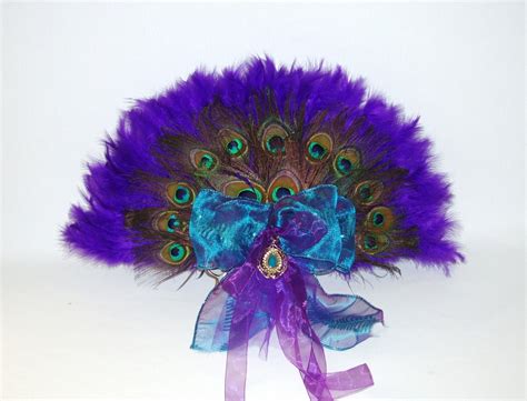 Gorgeous Handheld Peacock Purple Turquoise By Lizannflorals