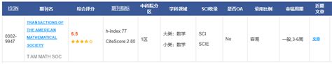 TRANSACTIONS OF THE AMERICAN MATHEMATICAL SOCIETY怎么样 佩普学术