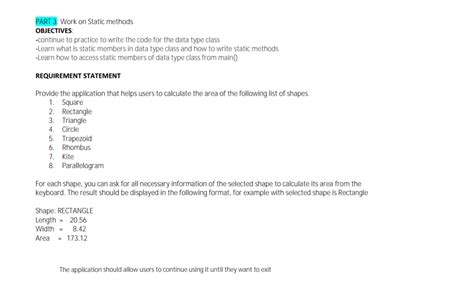 Solved Work On Static Methods Continue To Practice To Write Chegg