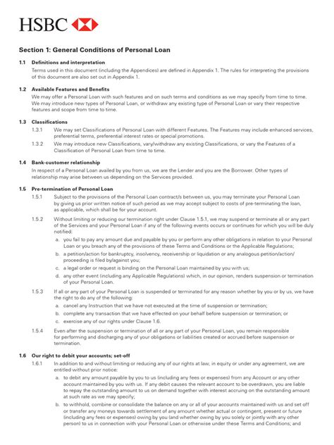 Personal Loan Tnc Form Pdf Loans Hsbc