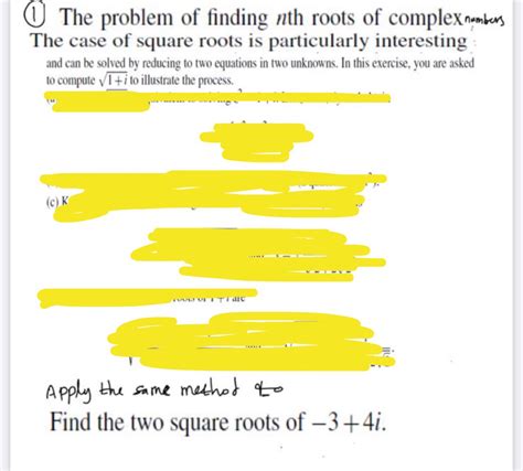 Solved 1 ﻿the Problem Of Finding Nth Roots Of Complex