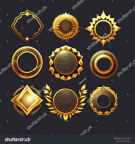 Game Ui Frames Gold Medieval Menu Stock Vector Royalty Free