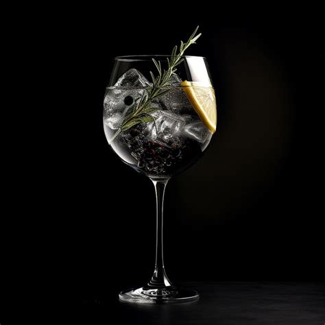 Premium Photo Gin Glass Dark Black Background