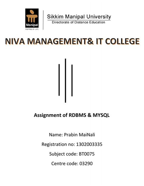 Assignment Of Rdbms And Mysql