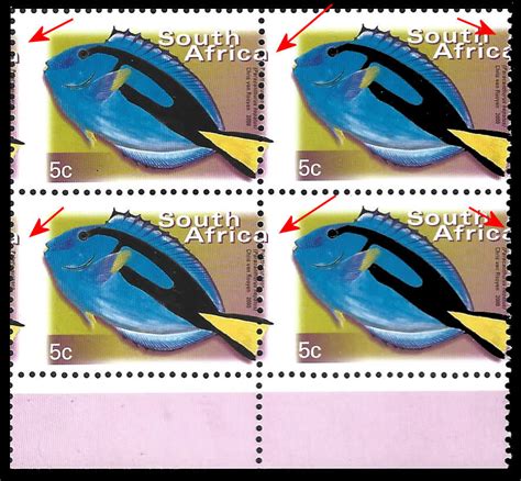 Republic Of South Africa 7th Def 5c Large Perf Shift Block Of 4