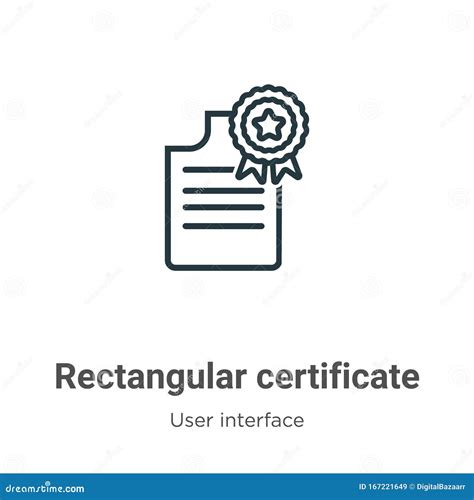 Rectangular Certificate Outline Vector Icon Thin Line Black Rectangular Certificate Icon Flat