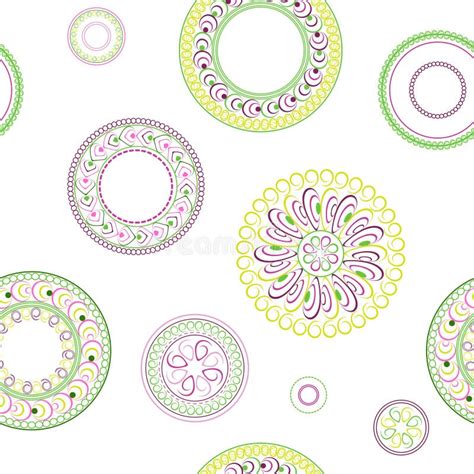 Circular Patterns Bright Seamless Rattern Design Of Fabric Wallpaper