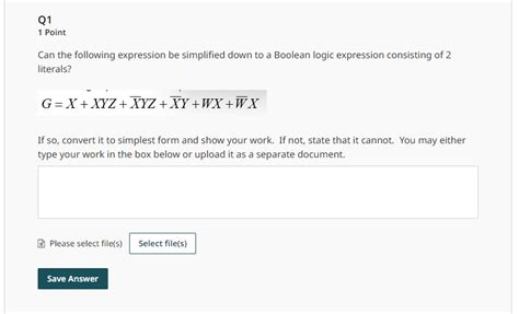 Solved Q1 1 Point Can The Following Expression Be Simplified Chegg