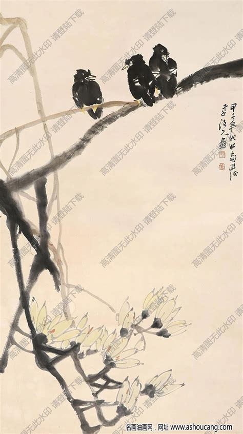 李琼久国画 八哥 高清大图下载 名画油画网