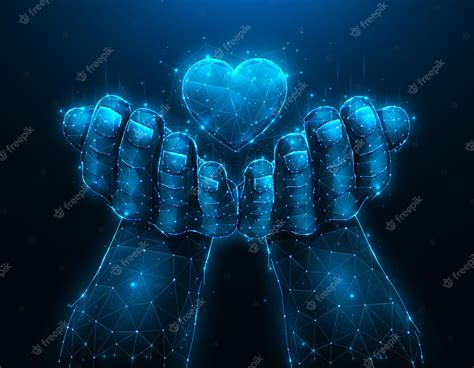 Premium Vector Hands Holding Heart Symbol Polygonal Illustration On