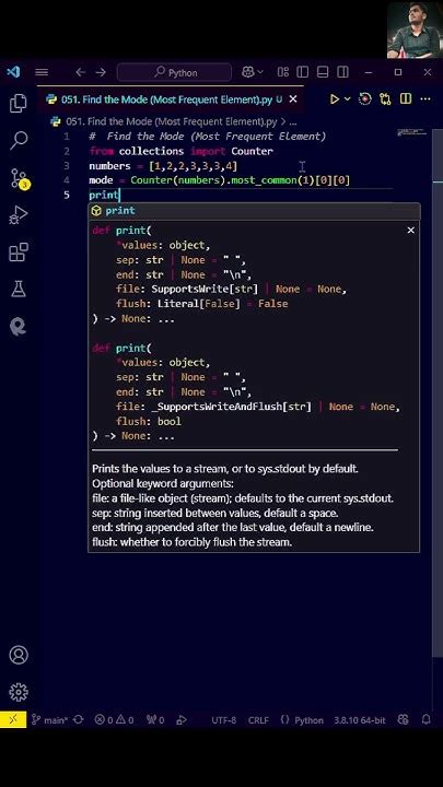 Find The Mode Most Frequent Element Coding Programming Python