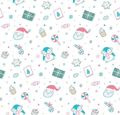 Lindo patrón sin costuras de navidad en estilo doodle Vector Premium