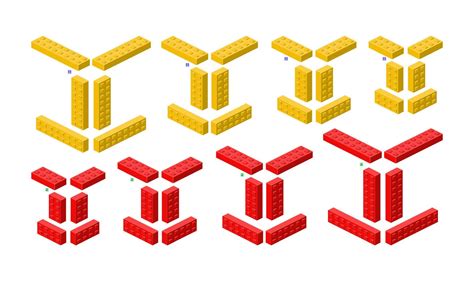 3d Set Of Colored Constructor Kit In Isometry Long Bricks Vector Illustration 17141377 Vector