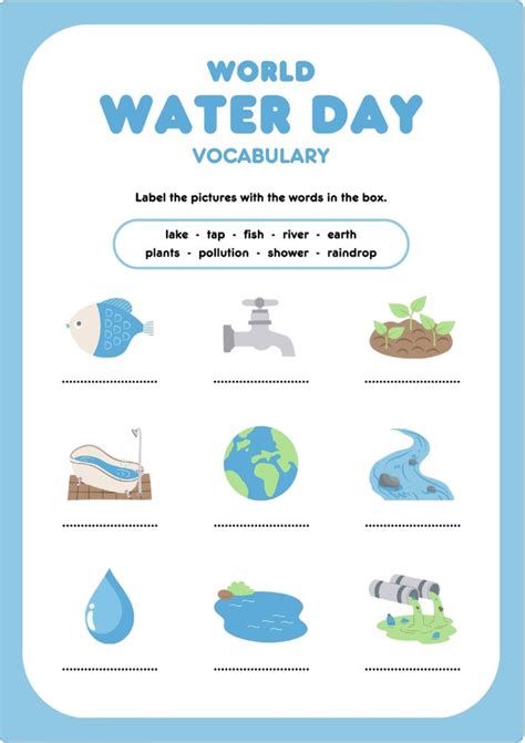 World Water Day Vocabulary Worksheet World Water World Water Day