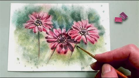 Як малювати квіти аквареллю Покроковий майстер клас Watercolor Tutorial Youtube