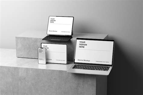 Premium Psd Realistic Device Mockup With Minimal Background And