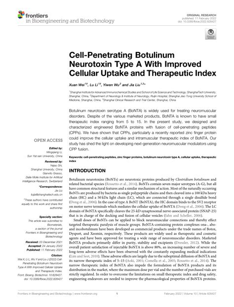 Pdf Cell Penetrating Botulinum Neurotoxin Type A With Improved