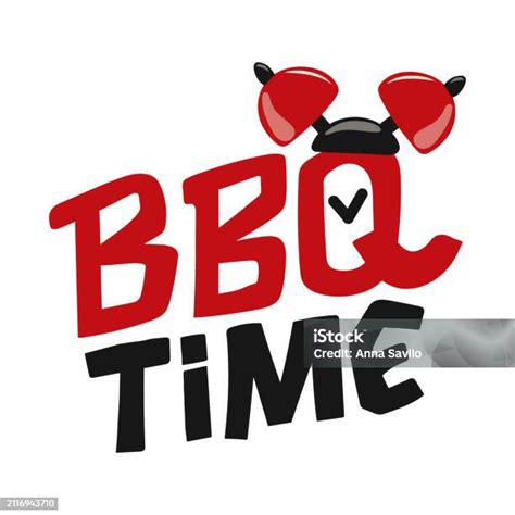 바비큐 시간 양식된 기호 스티커 배지 로고 실루엣 알람 시계 손글씨 흰색 배경에 그려진 텍스트입니다 벡터 일러스트 레이 션 검은색에 대한 스톡 벡터 아트 및 기타 이미지
