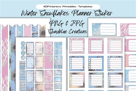 Winter Snowflake Planner Sticker Sheets Graphic By Blue Creations