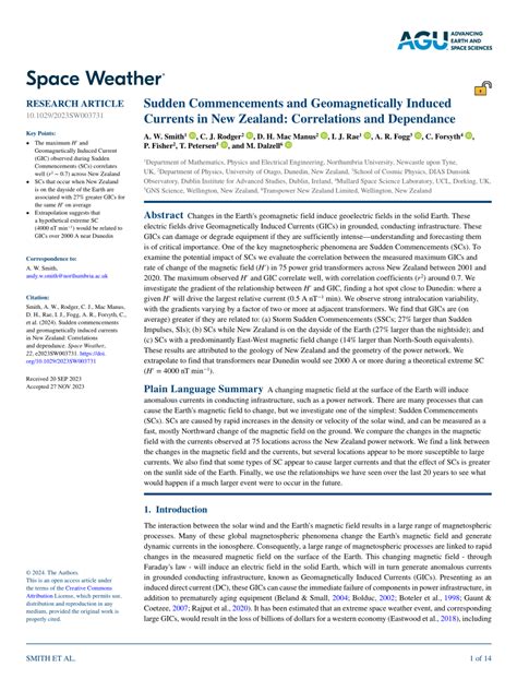 Pdf Sudden Commencements And Geomagnetically Induced Currents In New