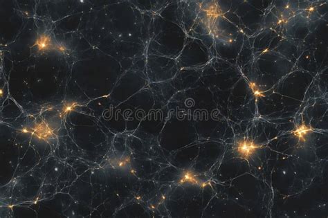 Cosmic Neural Network Connecting Galaxies And Illuminating Universe Stock Image Image Of