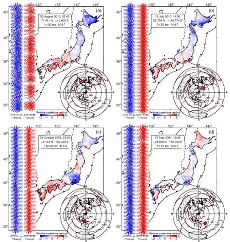 Distributions Of P Wave Relative Travel Time Residuals Of Four