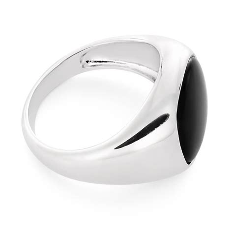 Sterling Silver Rhodium Plated Onyx Gents Ring Shiels Jewellers