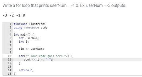solved write a for loop that prints usernum 10 ex