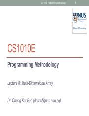 Lec Multi Dimensional Array Pdf Cs E Programming Methodology