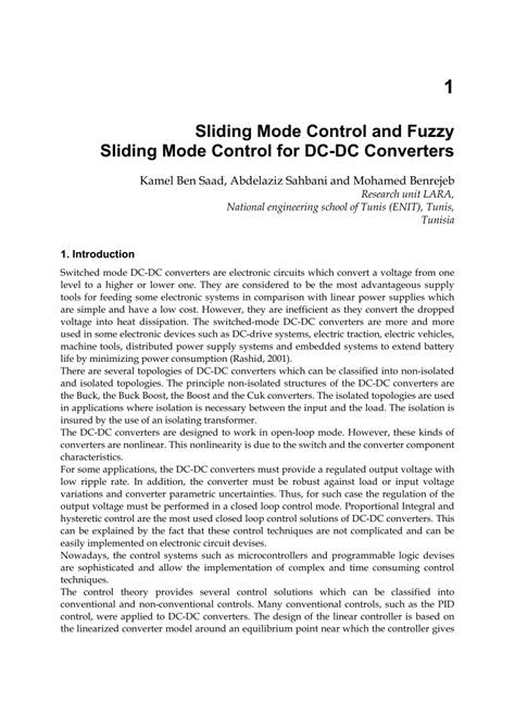 Pdf Sliding Mode Control And Fuzzy Sliding Mode Control For Dc Dc Converters