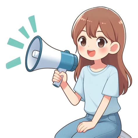Girl Cartoon With Megaphone Premium Ai Generated Image