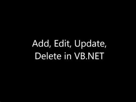Add Edit Update Delete In VB NET YouTube