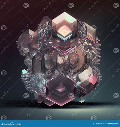 Geometric Cubic Shape With Ravishing Spectrum Of Prismatic Color Stock Illustration