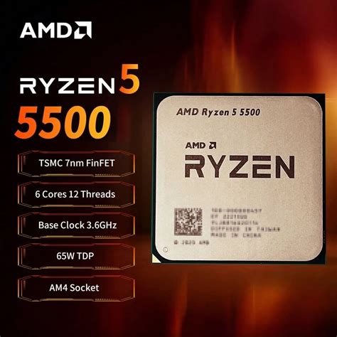 AMD RyzenTM 5 5500 6 Core 12 Thread Gaming Desktop CPU Processor AM4