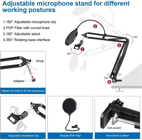 Boom Arm For Hyperx Quadcast Heavy Duty Adjustable Microphone Boom Arm