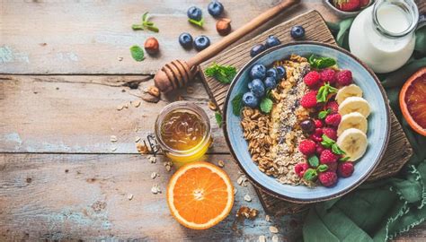 Healthy Breakfast With Oatmeal Granola And Almond Milk Square Crop