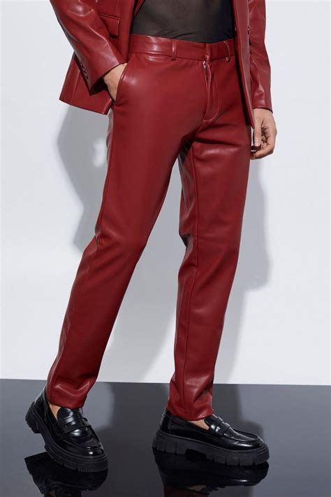Slim Pu Suit Trousers Boohoo Uk