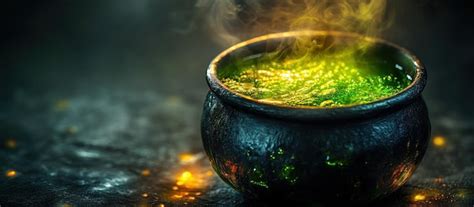 Boiling Potion In A Witchs Cauldron Premium Ai Generated Image