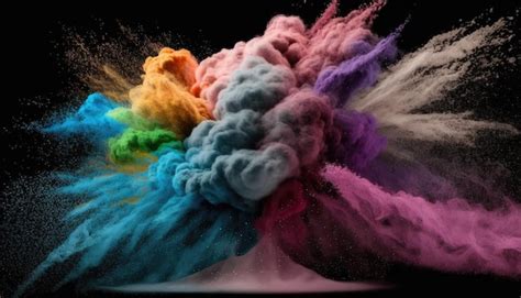 Premium Photo An Explosion Of Multi Colored Particles From The Center